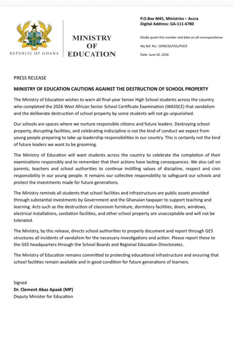 Government issues stern warning over post-exam property destruction ...